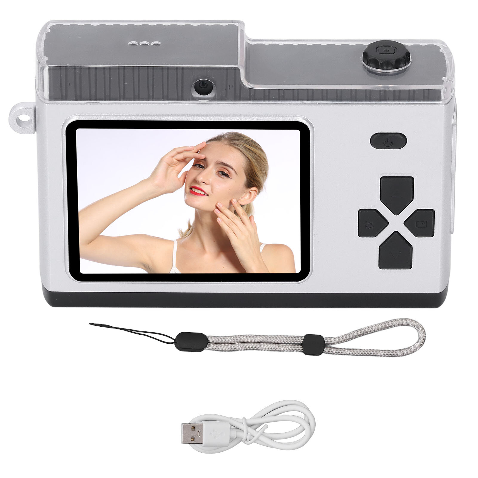 Цифровая камера с передней и задней двойной линзами 48MP 1080p HD 8x Digital Zoom Autofocus Pocket Camera с 2,4 -дюймовым экраном для перемещения Silver Black