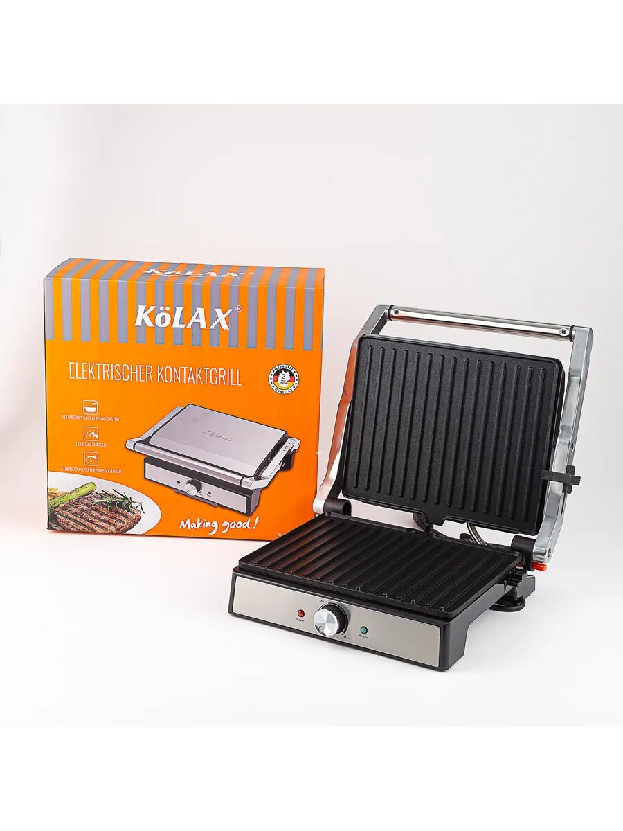Гриль-раклетница KoLAX, 2200Вт, защита от перегрева, механический, двусторонний