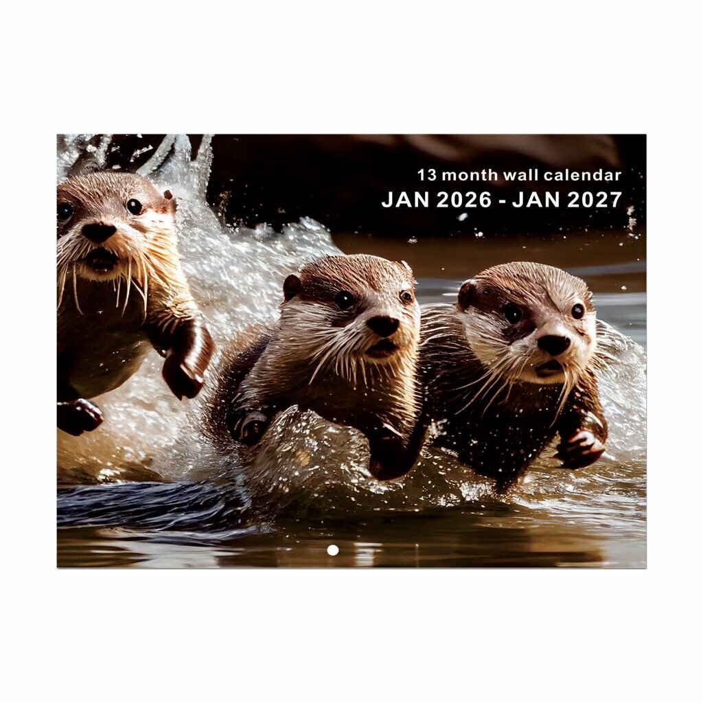 Английский Настенный Календарь на тему Выдры на 2026 год