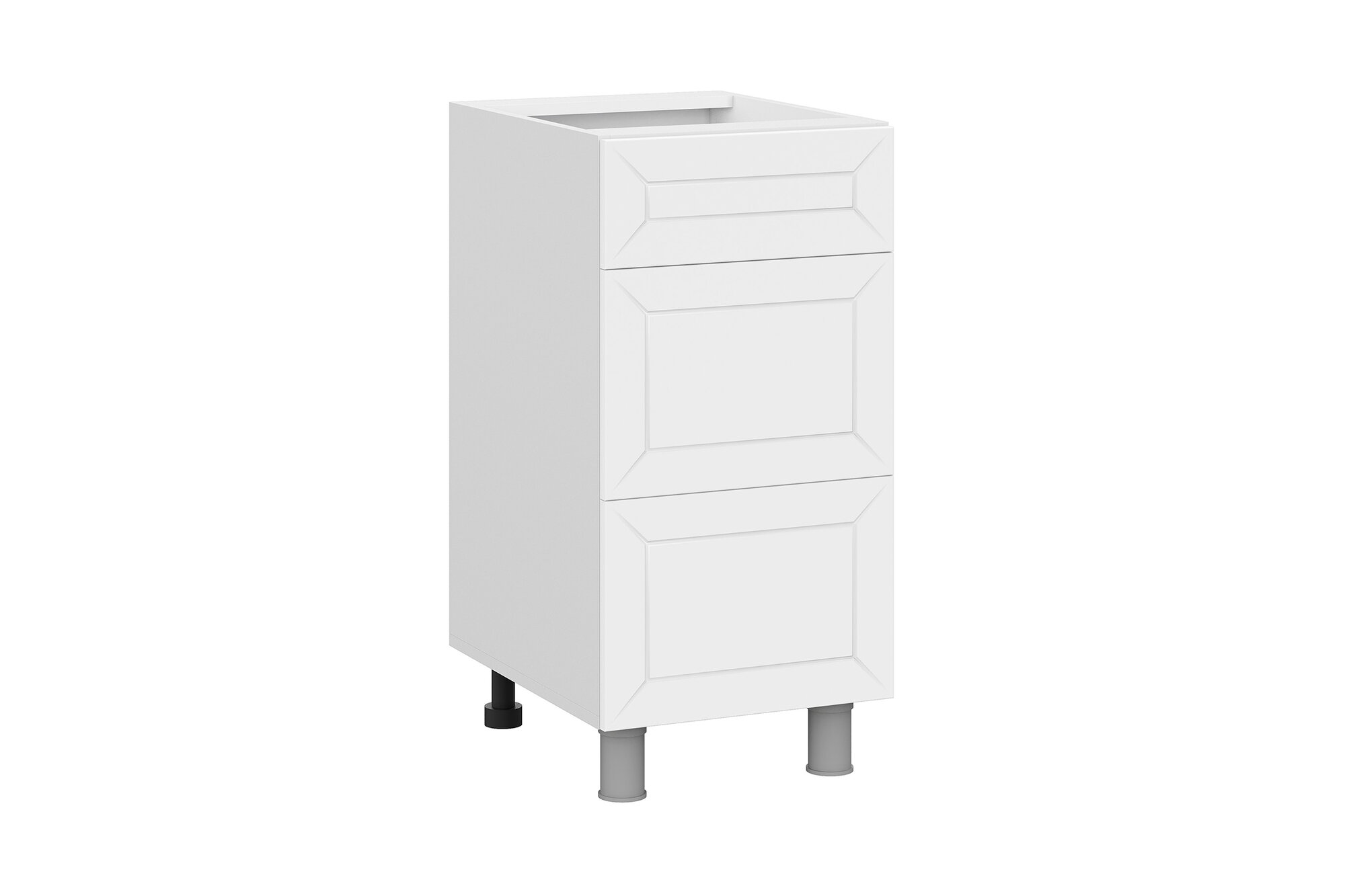 Кухонный модуль напольный Нонтон Лаорна, 40x50x82 см, 3 ящика, белый / лунный бархат