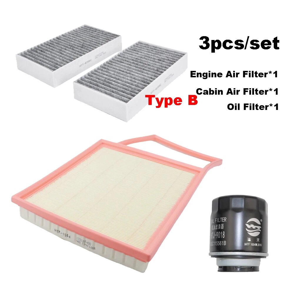 Набор фильтров из 3 шт. для DENZA N8 2023 2024 PHEV BYD TANG DM-p 2025, аксессуары для двигателя, комплект воздушного масляного фильтра для салона, запасные части 3pcs Set B