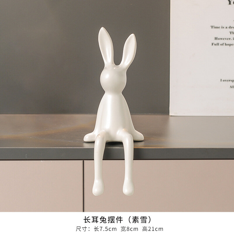Керамическое украшение "Исцеляющий кролик", милый декор для гостиной, телевизионного шкафа, входа, винного шкафа, маленькая декоративная деталь