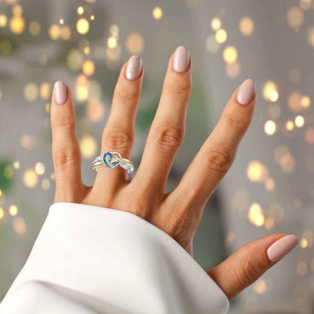 Кольцо с дельфином "До конца света" - изысканное украшение с инкрустацией для подарка на День матери