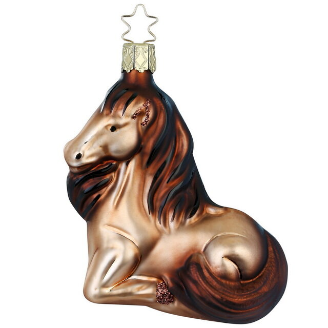 Стеклянная елочная игрушка Лошадка Грация 10 см, Inge Glas, 10142S025