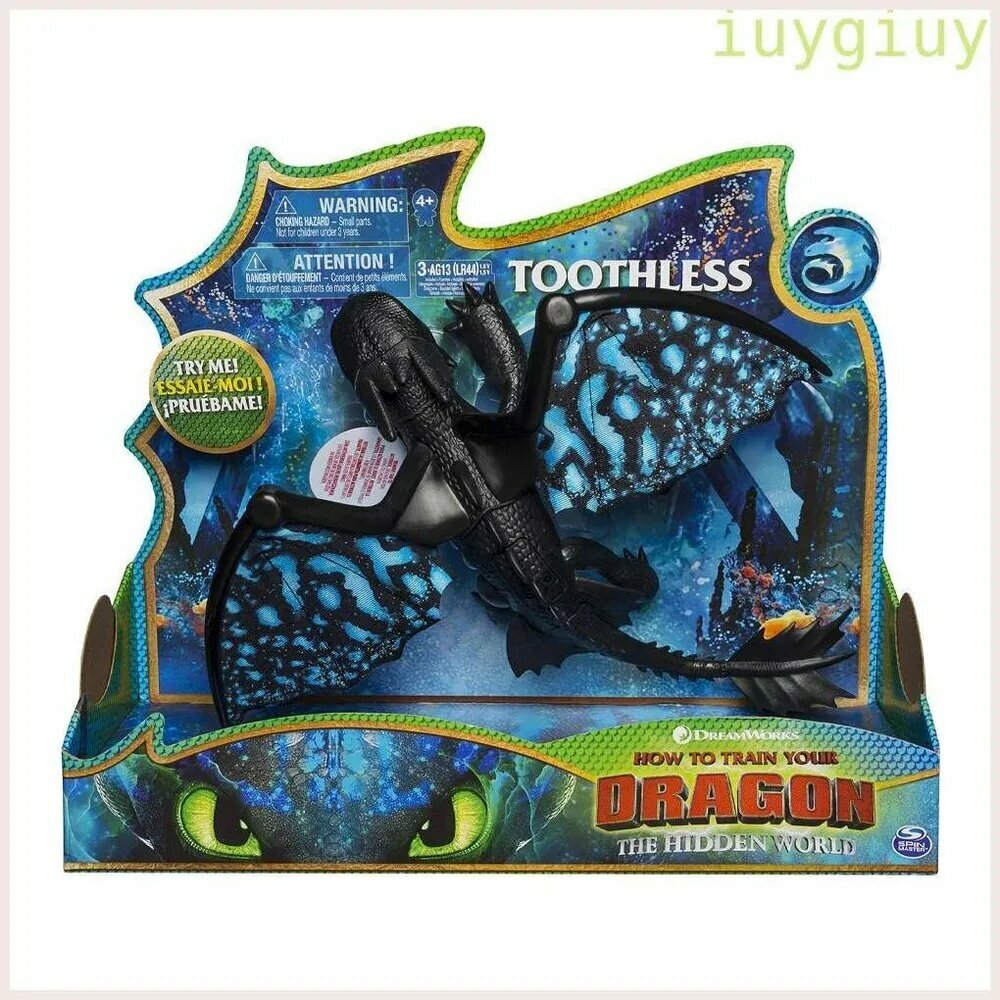 2026Фигурка Dragons 6046847 большой дракон Беззубик (Ночная фурия) (звук, свет) Делюкс Как приручить дракона