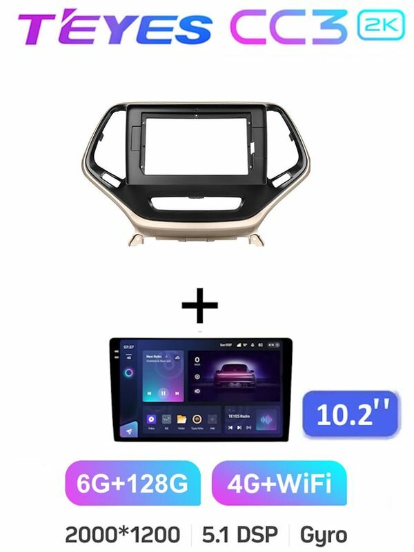 Магнитола Teyes CC3 2K 6/128 Gb 10" для Jeep Cherokee 5 KL 2014-2018 2 din