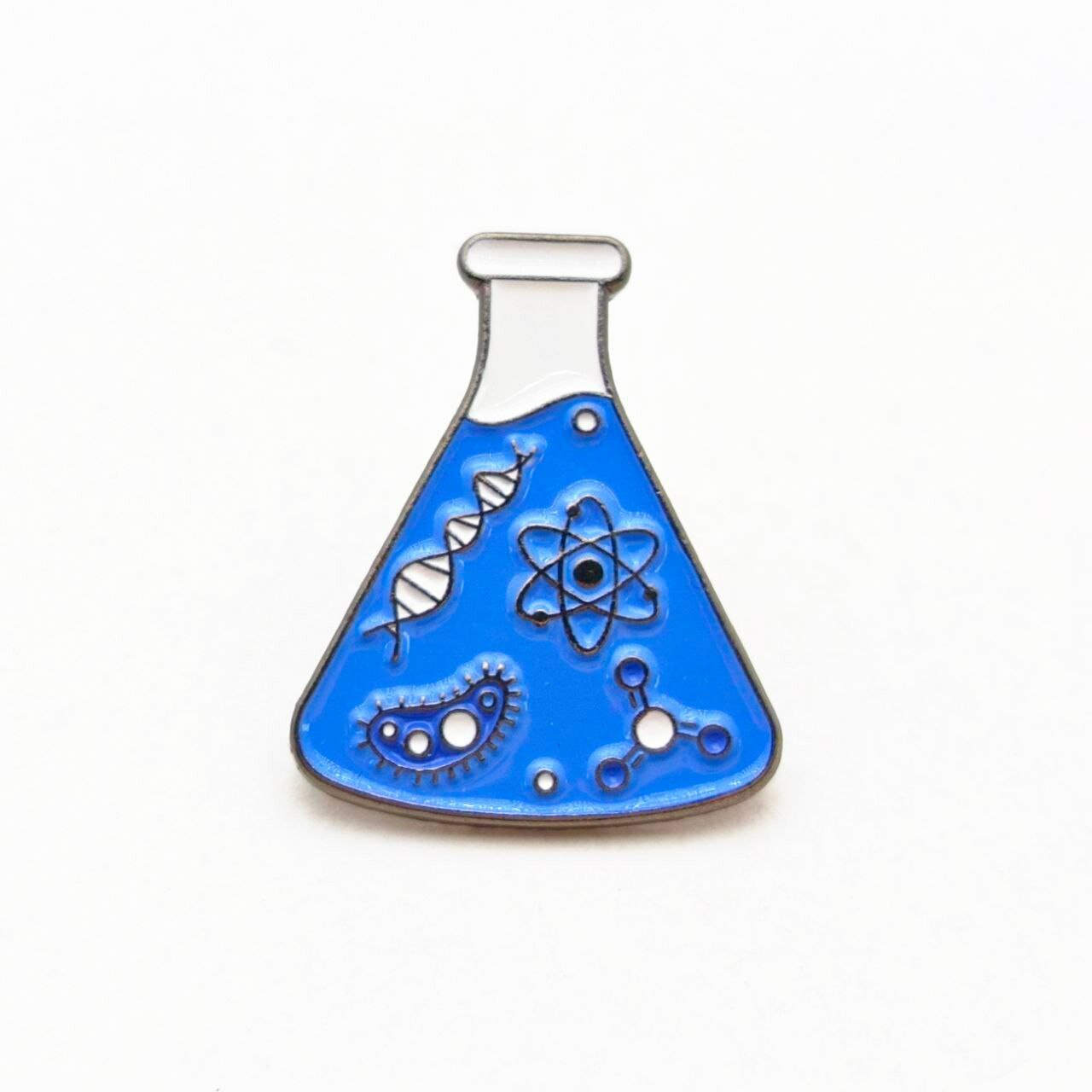 Значок химика для одежды, кепок и рюкзака "Пробирка"/ Голубой / 1 шт.