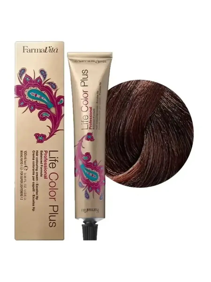 Краска для волос Farmavita Hair Coloring Life Color Plus Prof, Перманентный краситель с низким содержанием аммиака, 5.52