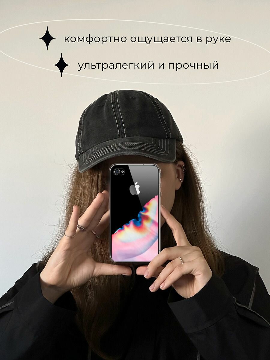 Чехол на Apple iPhone 4/4S / Айфон 4/4S с принтом Розовая акварель, прозрачный — фото 1