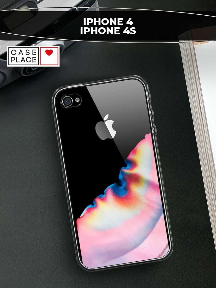 Чехол на Apple iPhone 4/4S / Айфон 4/4S с принтом Розовая акварель, прозрачный