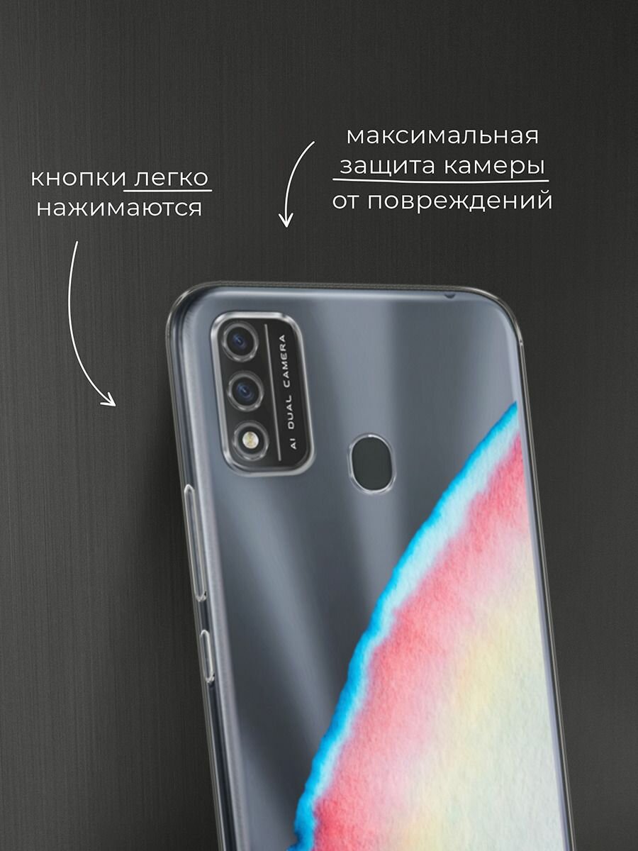 Чехол на Itel A48 / Ител А48 с принтом Слияние красок, прозрачный — фото 1
