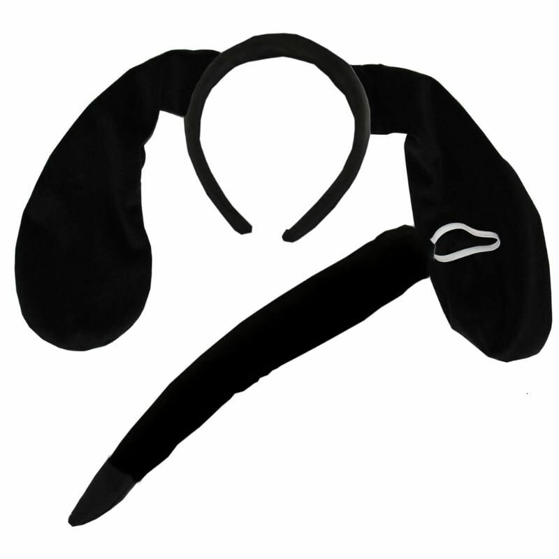 Заячьи ушки ободок, - черная собака из двух частей