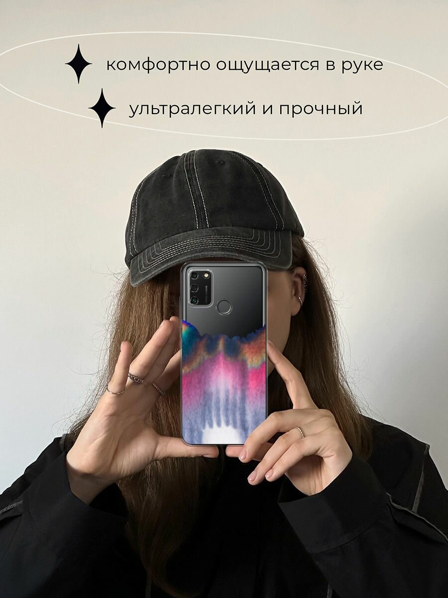 Чехол на Honor 9A / Хонор 9А с принтом Акварельная абстракция, прозрачный — фото 1