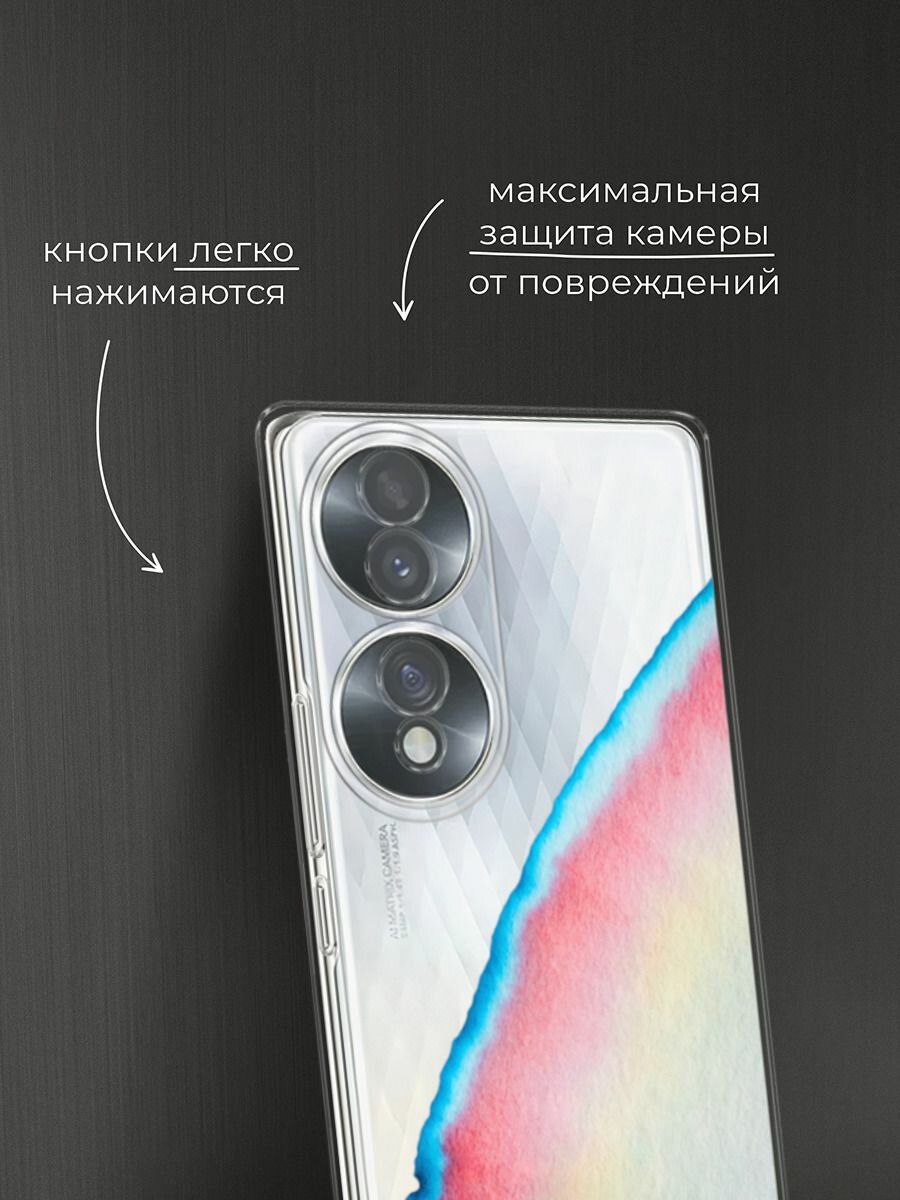 Чехол на Honor 70 / Хонор 70 с принтом Слияние красок, прозрачный — фото 1