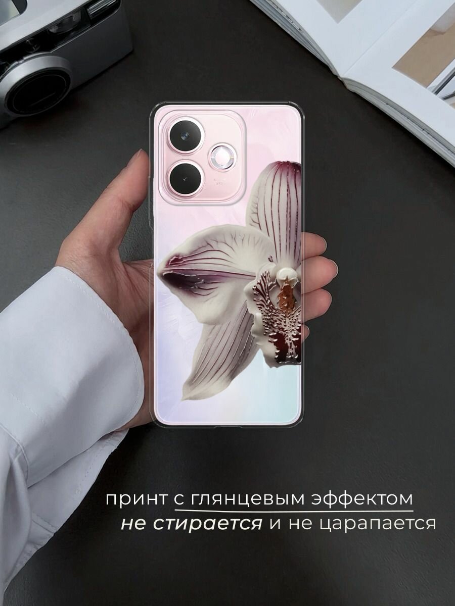 Силиконовый чехол на Oppo A5 Pro / Оппо А5 Про с принтом Белая орхидея — фото 1