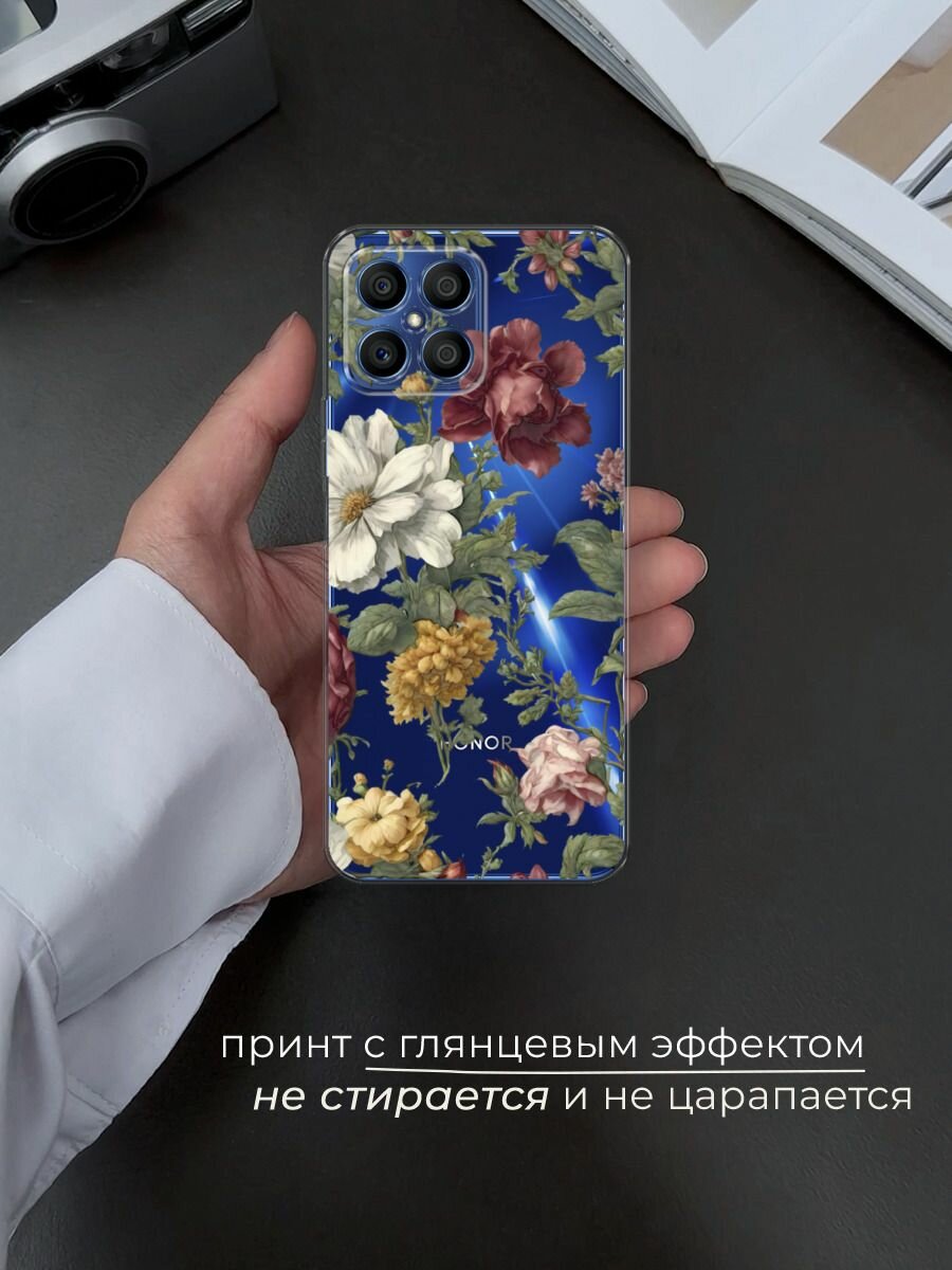 Силиконовый чехол на Honor X8 / Хонор X8 с принтом Акварельные цветы 2 — фото 1