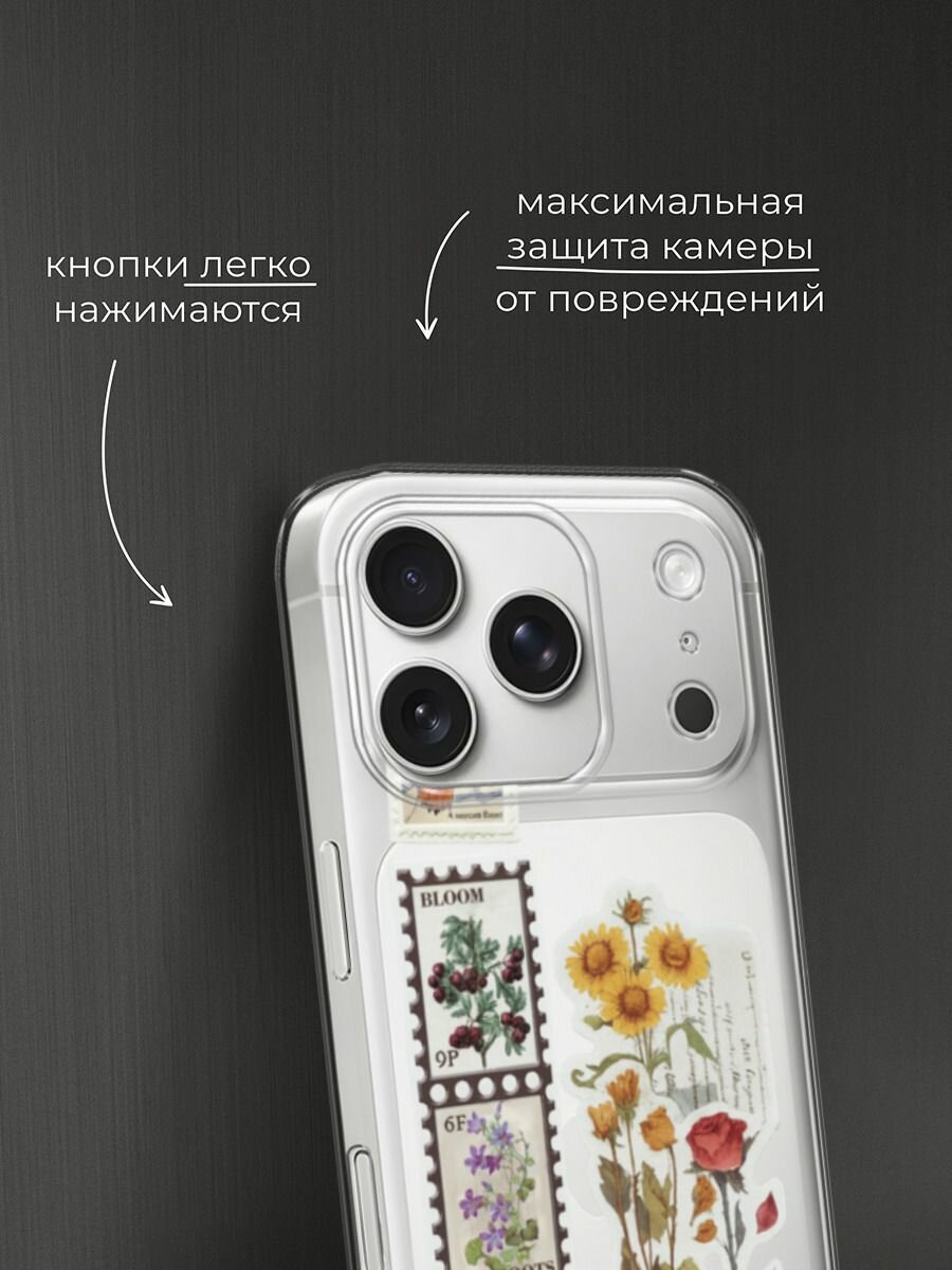 Чехол на Apple iPhone 17 Pro / Айфон 17 Про с принтом Марки с цветами — фото 1