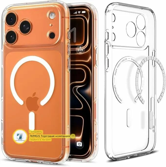 Корпус телефона Spigen iPhone 17 Pro имеет диагональ 6,3 дюйма <кнопка управления камерой> <не желтеет>. прозрачный