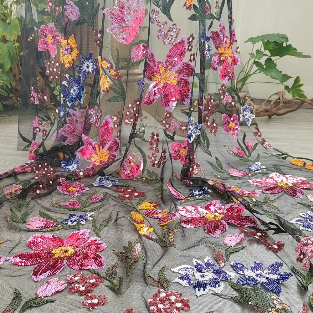 Сетчатая ткань Lisveick с вышивкой, 100% полиэстер