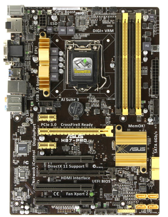 Материнская плата ASUS H87-Pro, сокет LGA1150, поддержка SLI, пассивное охлаждение