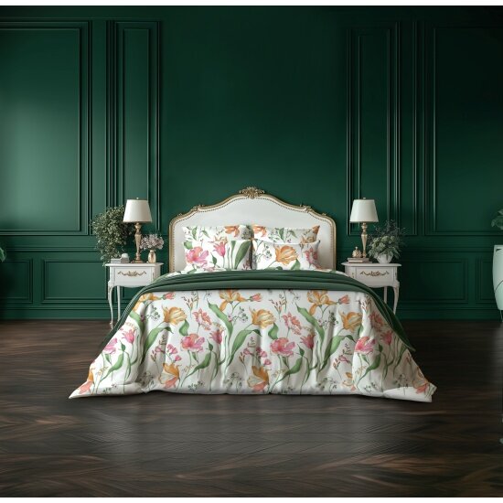 Двуспальный комплект постельного белья Verossa Сатин премиум с наволочками 70/70 Bright tulip, 935510