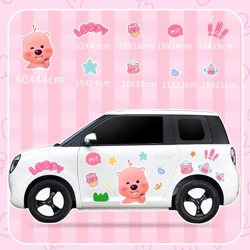 Наклейки на кузов автомобиля Panda mini, липкие, в виде лоуипа, рубинового маленького бобра, для декора кузова,