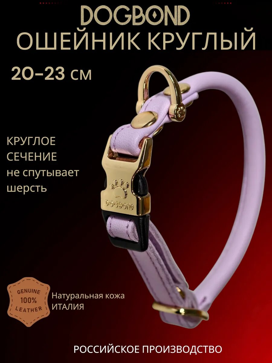 Dogbond Ошейник круглый для шпица 20-23 см из кожи