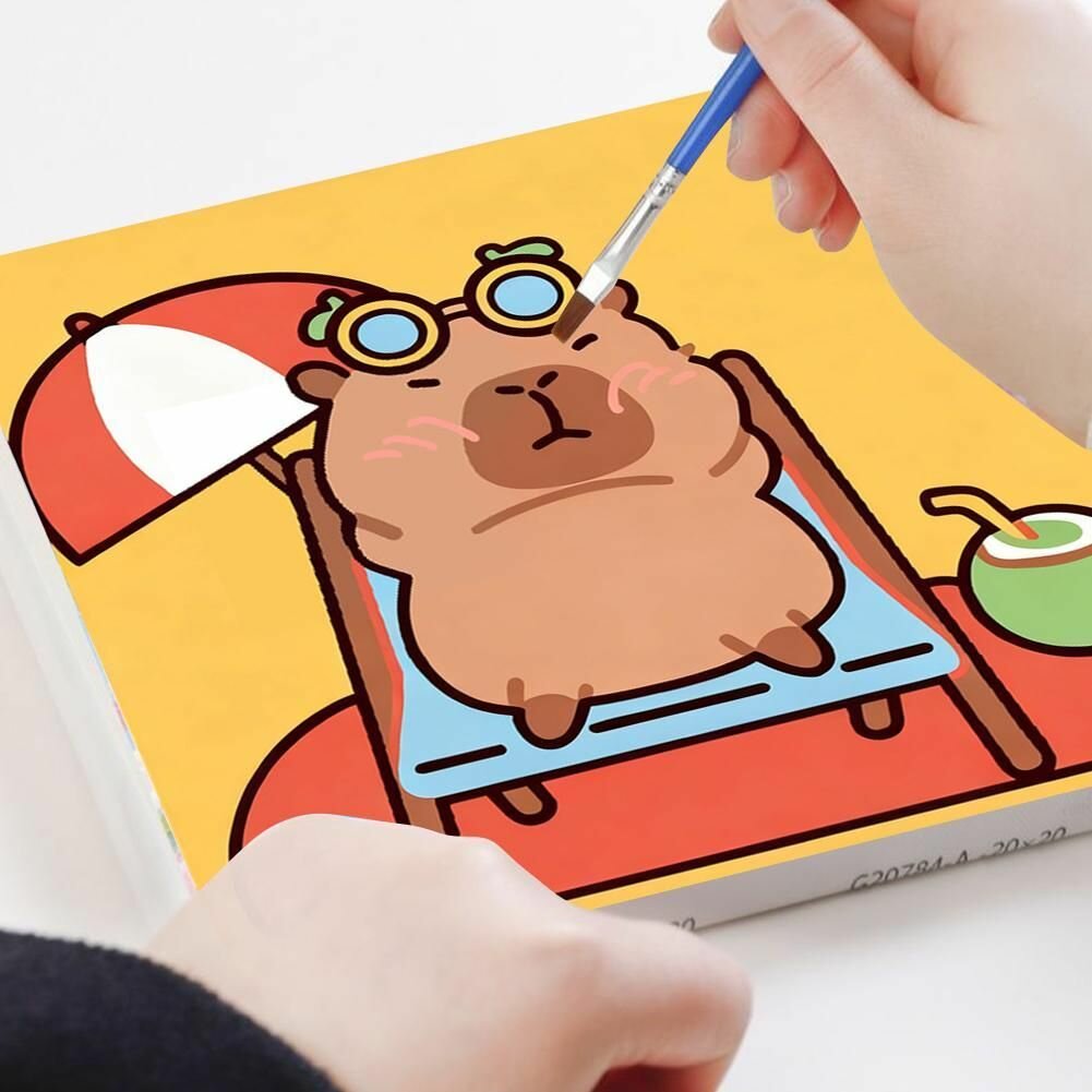 20*20 см цифоровая картина маслом Капибара , простая детская ручная роспись