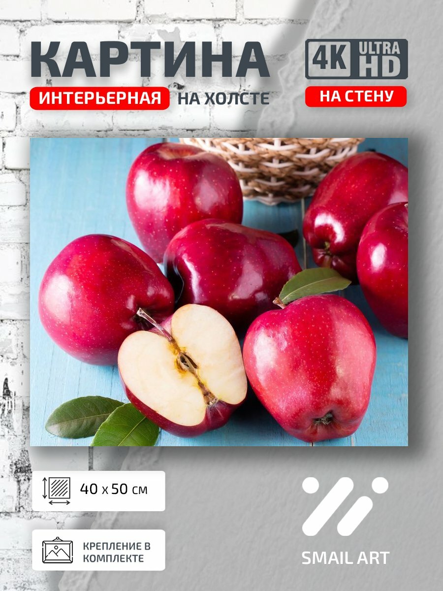 Картина на холсте интерьерная 40 на 50 на стену Корзина Food для студии кулинария интерьер
