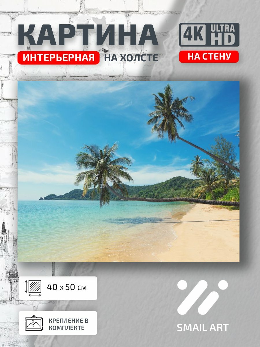 Картина на холсте интерьерная 40 на 50 на стену Берег Landscape для кафе пейзаж интерьер