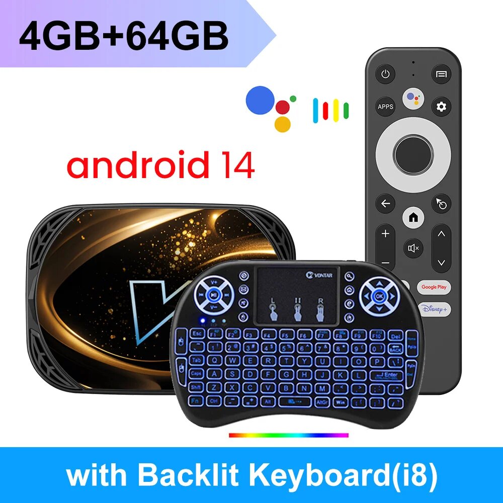 VONTAR X5 Android 14 ТВ-бокс 4ГБ/64ГБ с клавиатурой i8