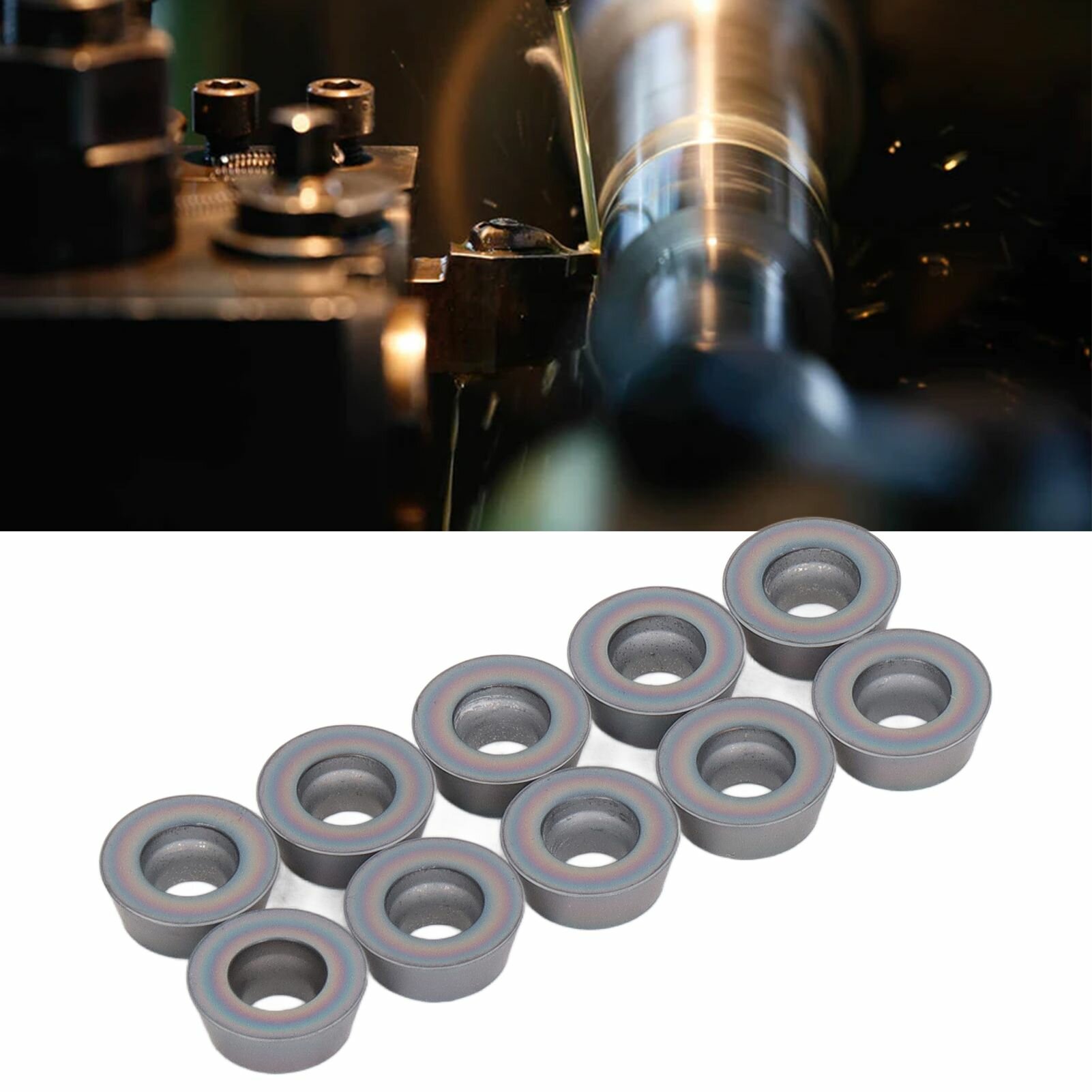 10 шт. круглые твердосплавные вставки, цветные токарные фрезы с ЧПУ, износостойкие фрезерные лезвия с покрытием