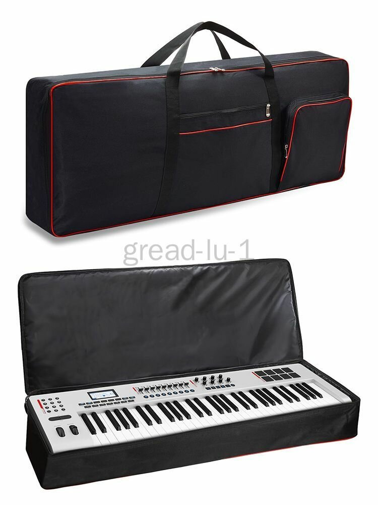 600D толще Сумка-кофр для синтезаторов с 61 клавишей, Premium 61, 1020х420х200мм. Ручки, два кармашка. Черный с красным кантом, Водонепроницаемый