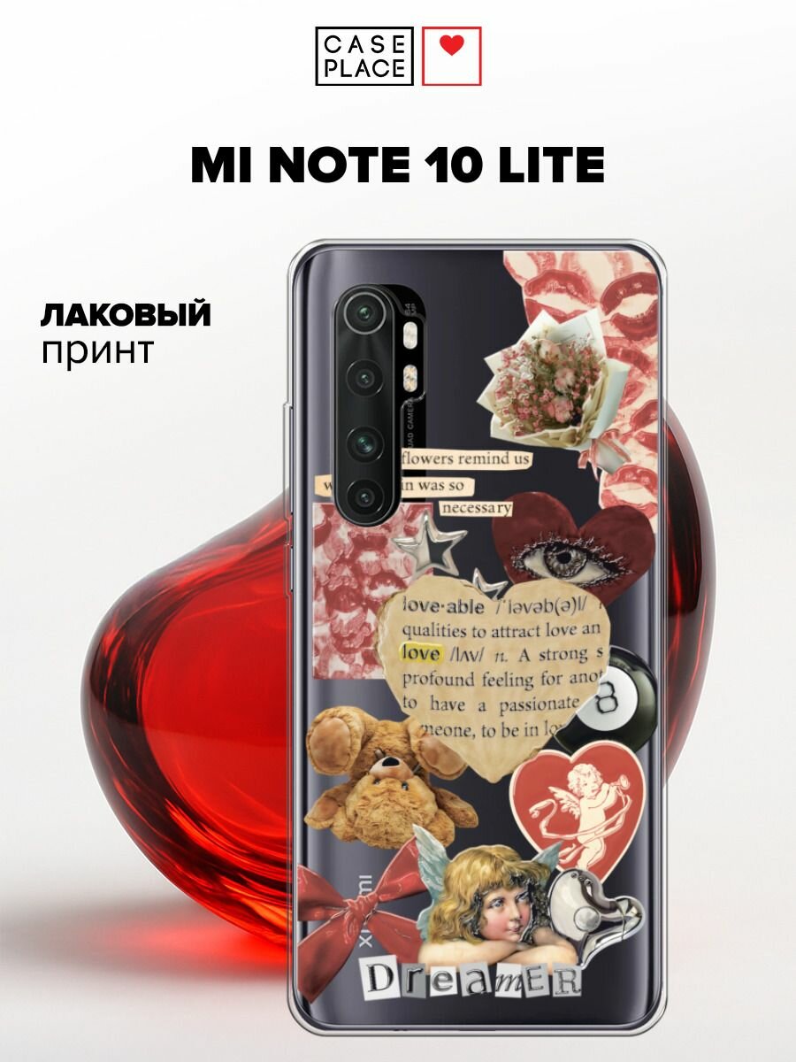 Силиконовый чехол на Xiaomi Mi Note 10 Lite / Сяоми Ми Нот 10 Лайт с принтом Поцелуи и сердца