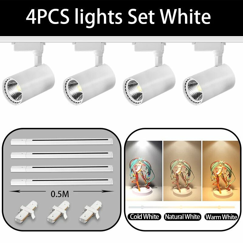 Светодиодные прожекторы CANMEIJIA 12/20/30/40W черный/белый Белый, 4pcs White Body 1set, 20W Natural White