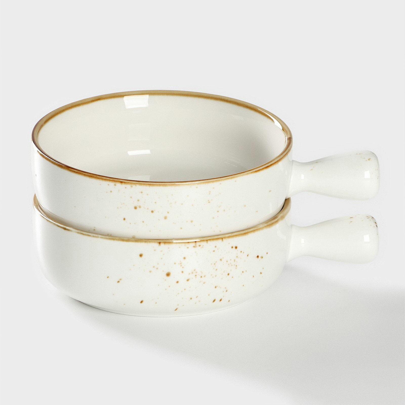 Кокотницы "Церера", набор 2 шт, d=15 см, 500 мл, фарфор, белые