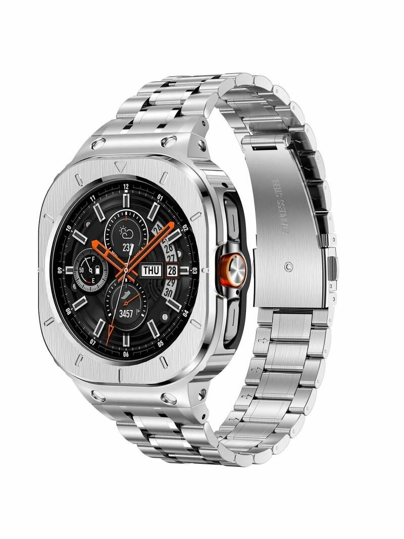 Корпус из нержавеющей стали и ремень для Samsung Galaxy Watch 7 Ultra 47mm Business Bracelet для заменной ленты Galaxy Watch 8 Ultra 2025