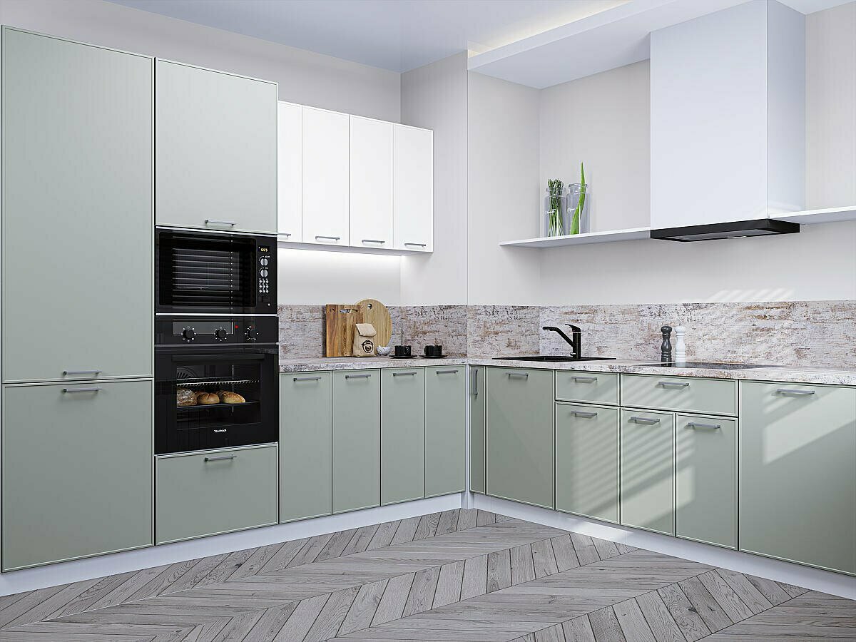 Кухня 2,4 м. Квадро-02 Готовый кухонный гарнитур 2140*2400-2150*600 Кашемир