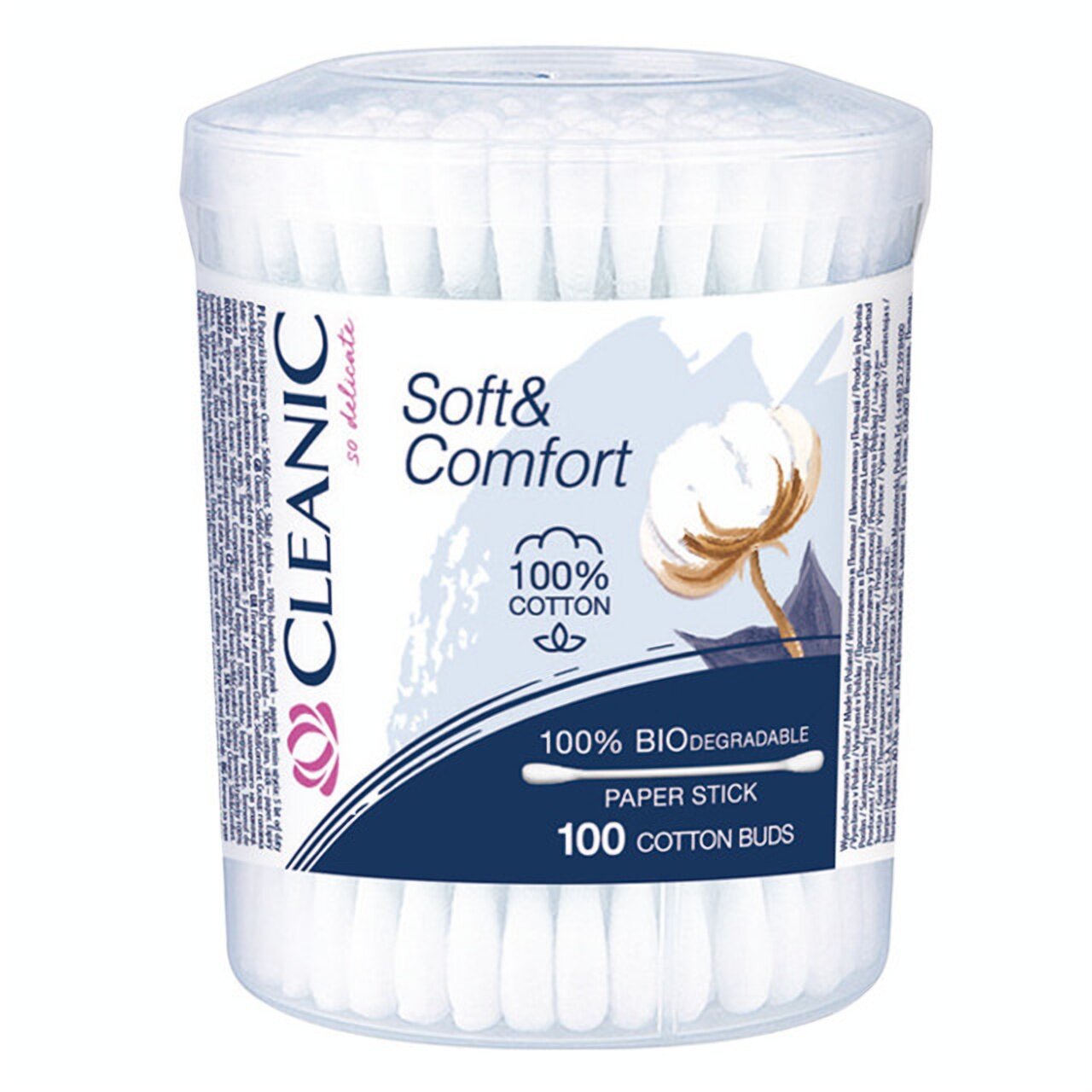 Гигиенические палочки CLEANIC "Soft&Comfort", банка, 100 штук