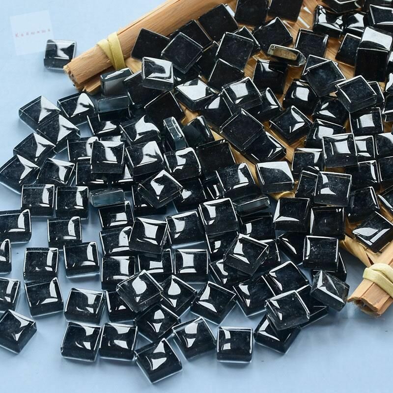 Мозаика стеклянная 1*1 см, набор 100 шт квадратных плиток для декора и рукоделия блестящая хрустальная мозаика в 15 цветовых стилях