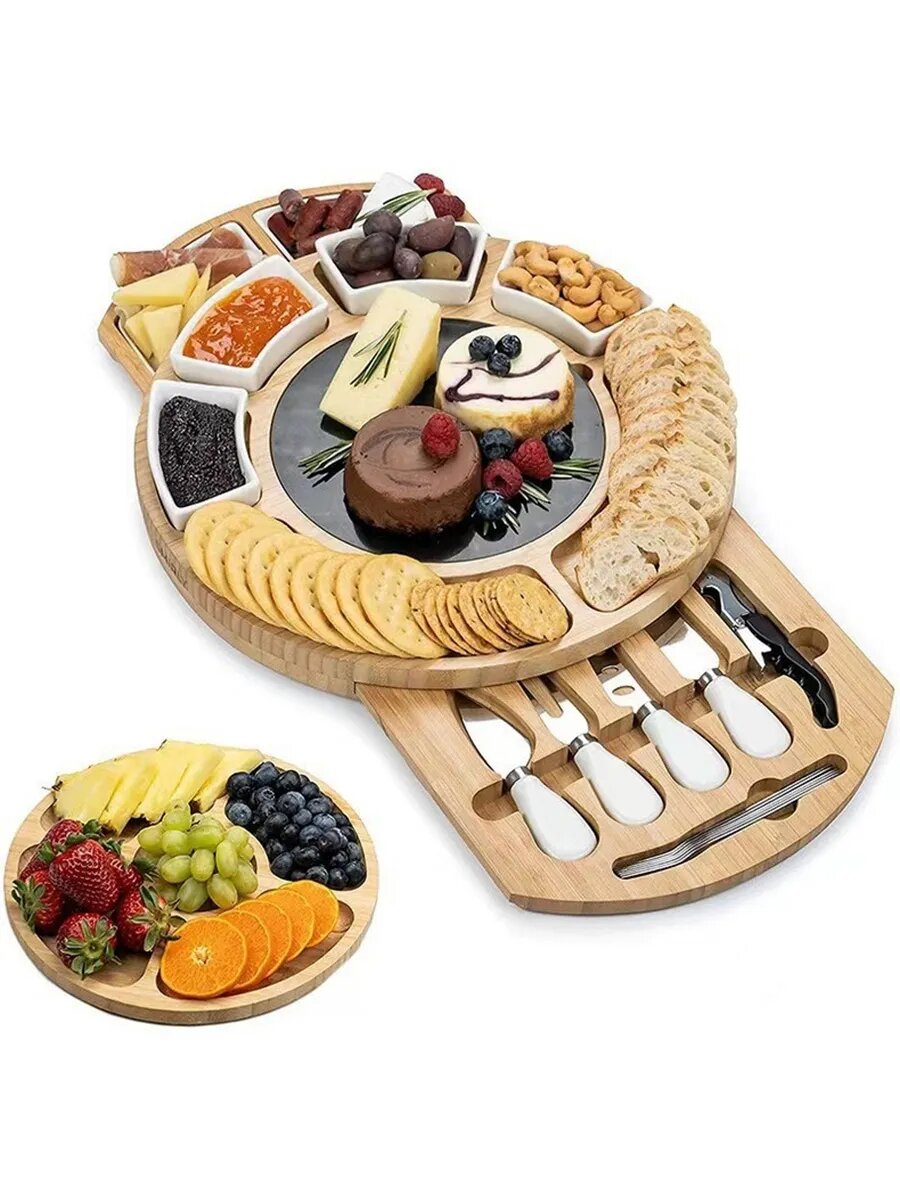 Доска сервировочная для сыра с ножами，универсальный Доска сервировочная