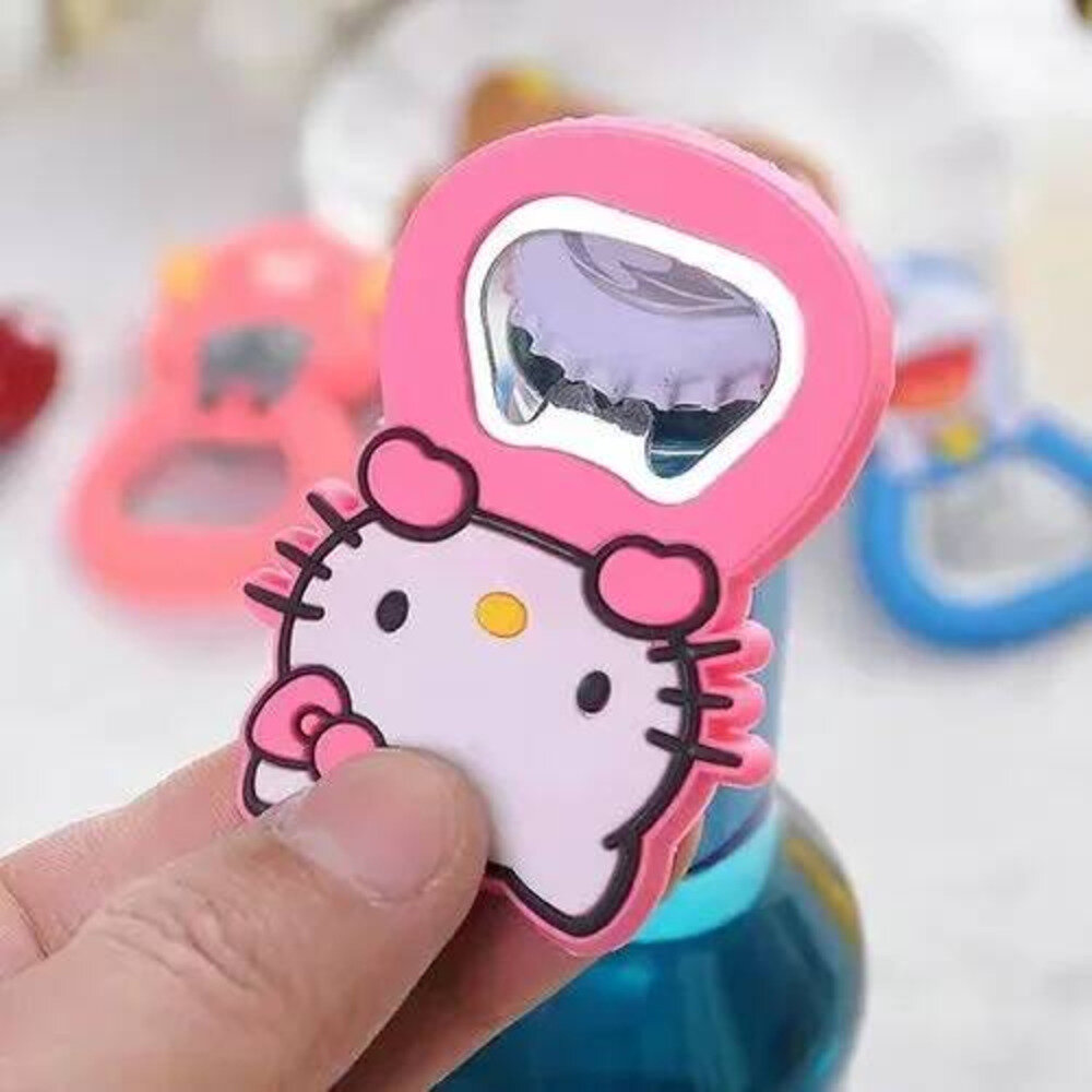 Милая силиконовая открывалка для вина Hello Kitty в мультяшном стиле, розовая, с сердечком, для пивных бутылок, персонализированный магнит на холодильник Mymelody, подарок.