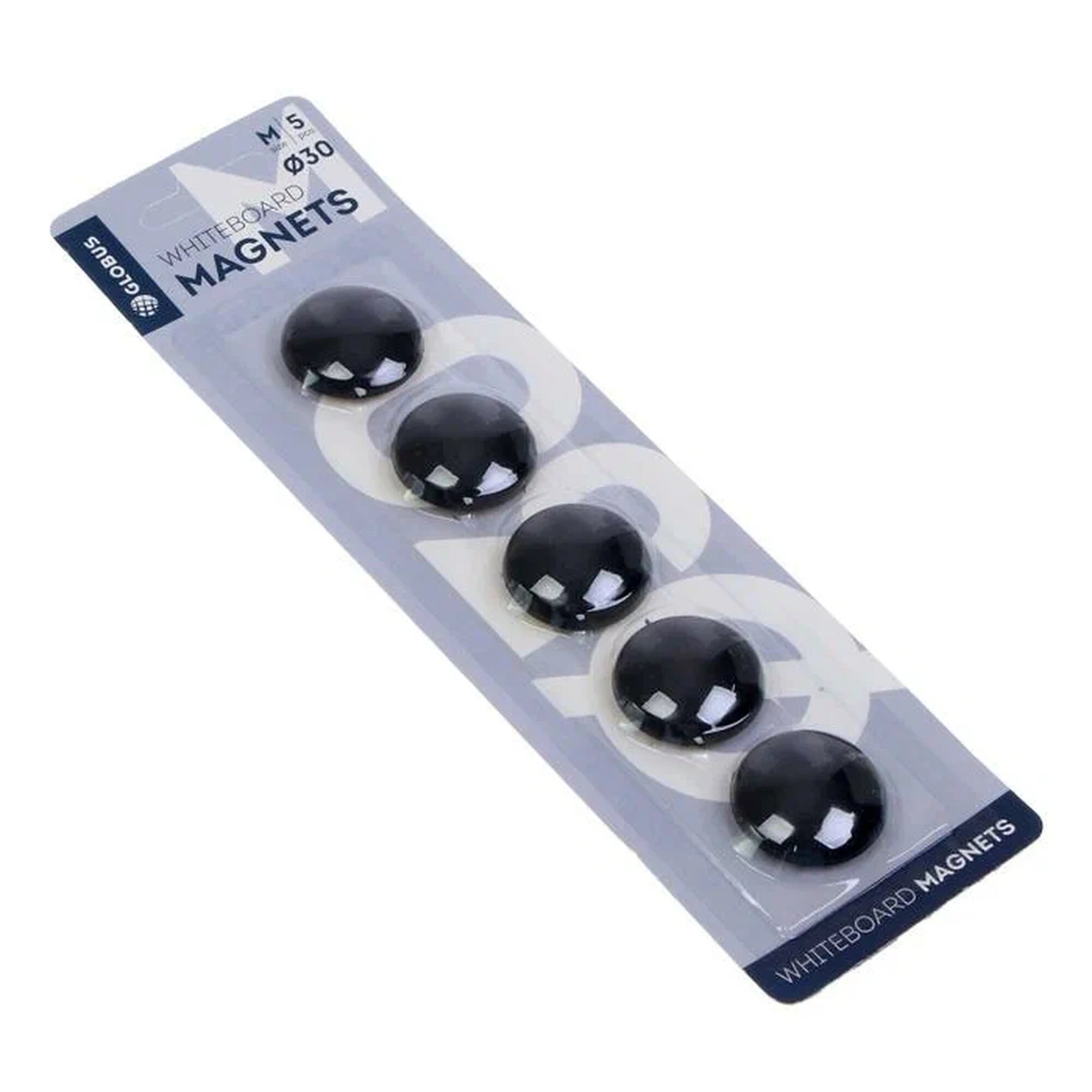 Магниты для досок GLOBUS, 30 мм, 5 шт, цвет черный, в блистере