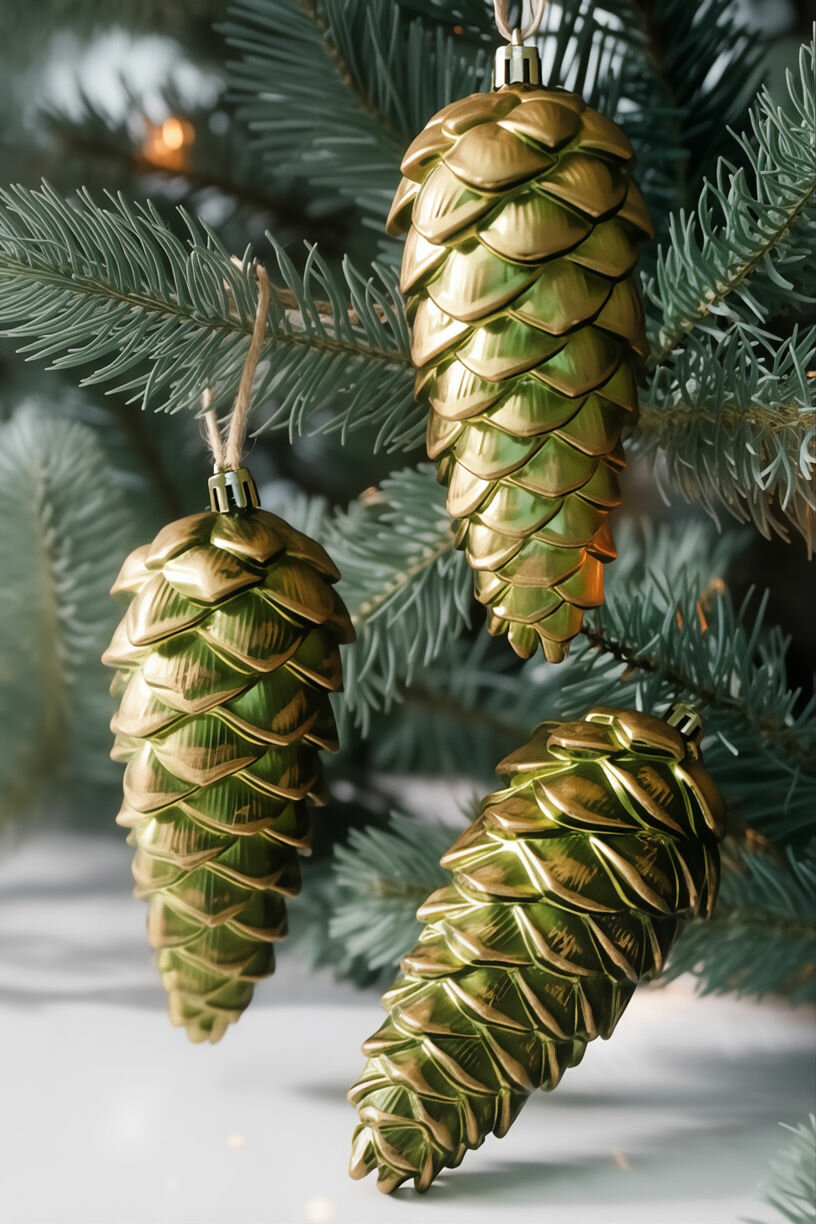 Набор ёлочных украшений шишки: привет из шварцвальда, пластик, оливковый, 14 см, 3 шт, Winter Deco 2000029