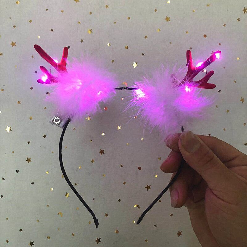 Повязка для взрослых девочек женщин для волос олени рождество для рогов украшения рождественский розовый светлый