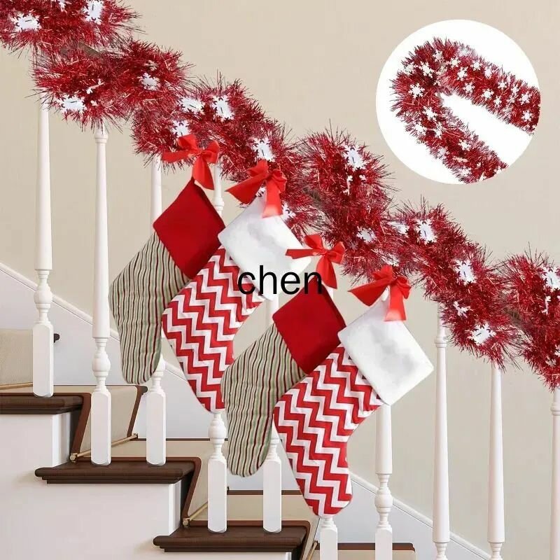 Мишура 1000 см белый, красный 1 шт.