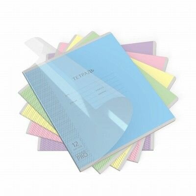 Тетрадь 12 листов в частую косую линейку, ErichKrause Классика CoverPro, пластиковая обложка/комплект из 10 штук