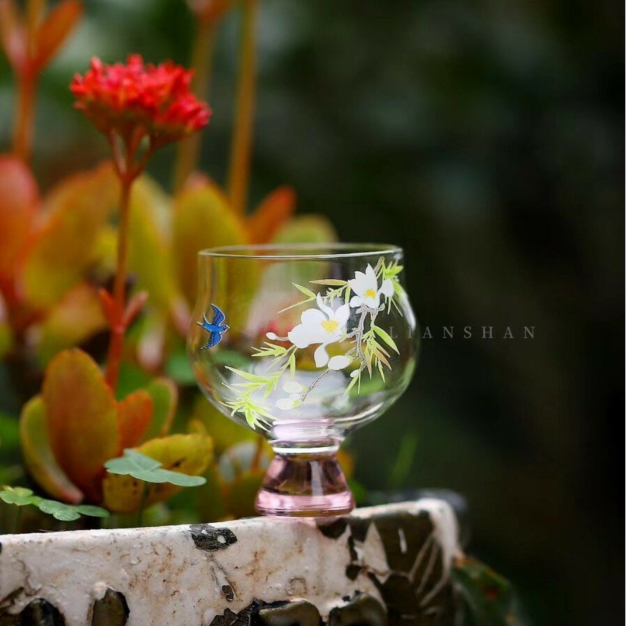 Маленькая чайная чашка с пружинным механизмом возврата на ножке, на одну чашку, термостойкая стеклянная дегустационная чашка, хрустальная большая чашка, прозрачная в китайском стиле.