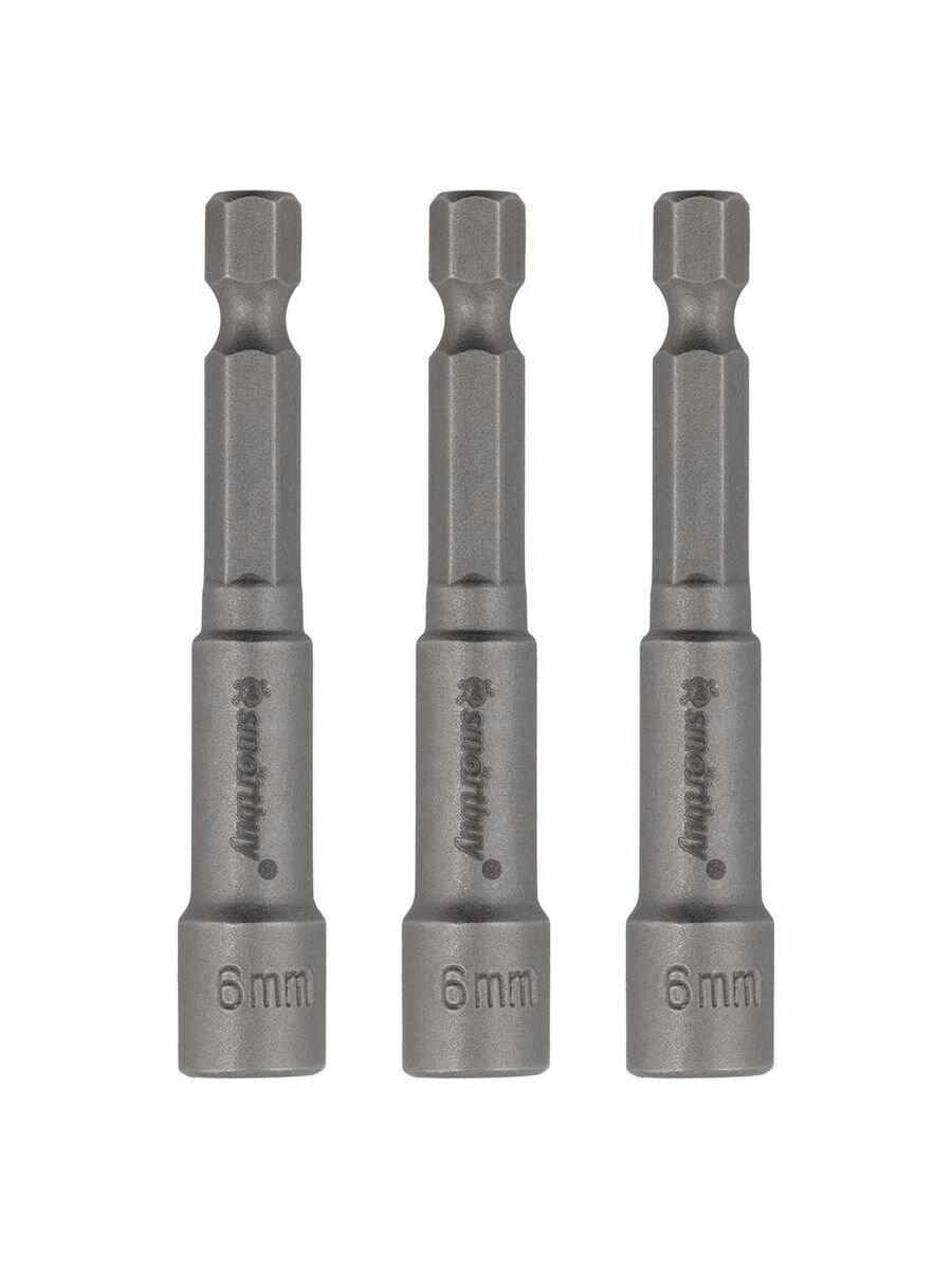 Набор головок для шестигр. саморезов 3 шт, 6 мм, шестигр. хвостовик 1/4" hex, 40Х, Smartbuy tools
