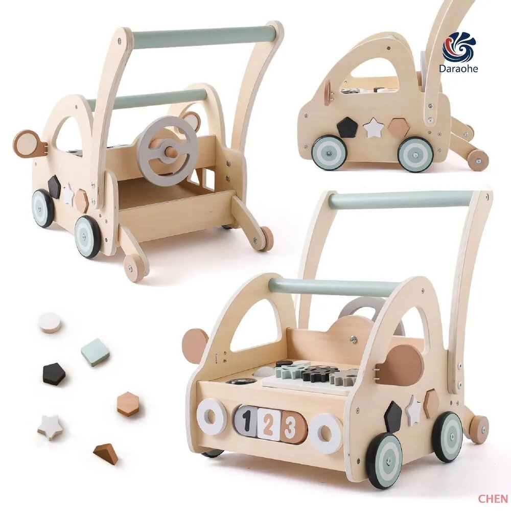 Ходунки для детей : Развивающая деревянная тележка, обучающая игрушка для малышей, идеальный подарок на праздники - улучшает восприятие и моторику